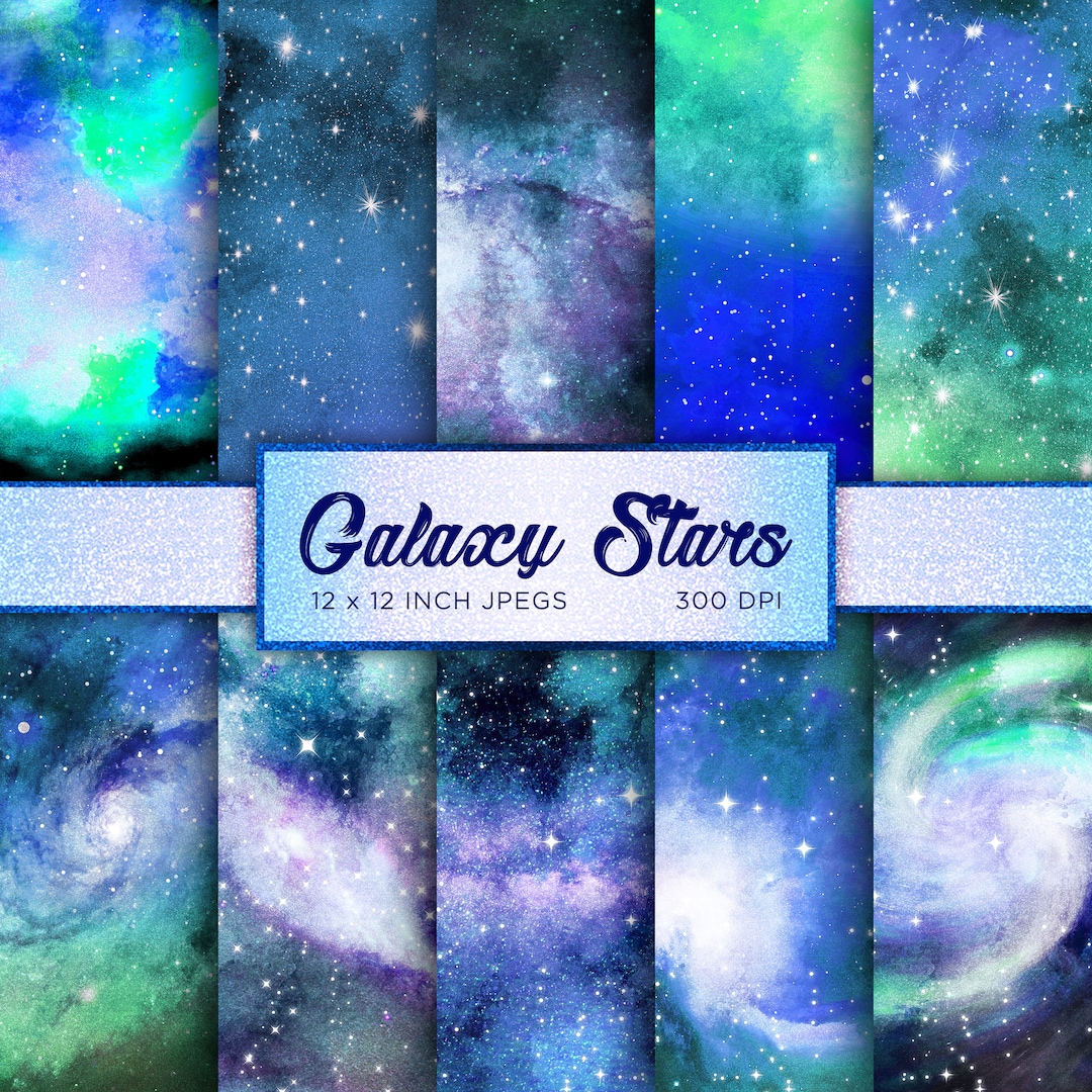 Galaxy Stars Digital Paper Celestial Digital Paper Metallic Digital ...