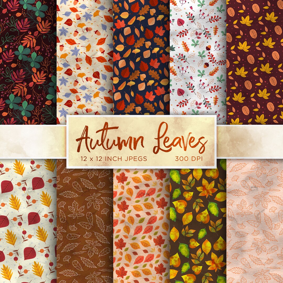 Autumn Leaves Digital Paper Fall Digital Paper Harvest Colors Digital ...