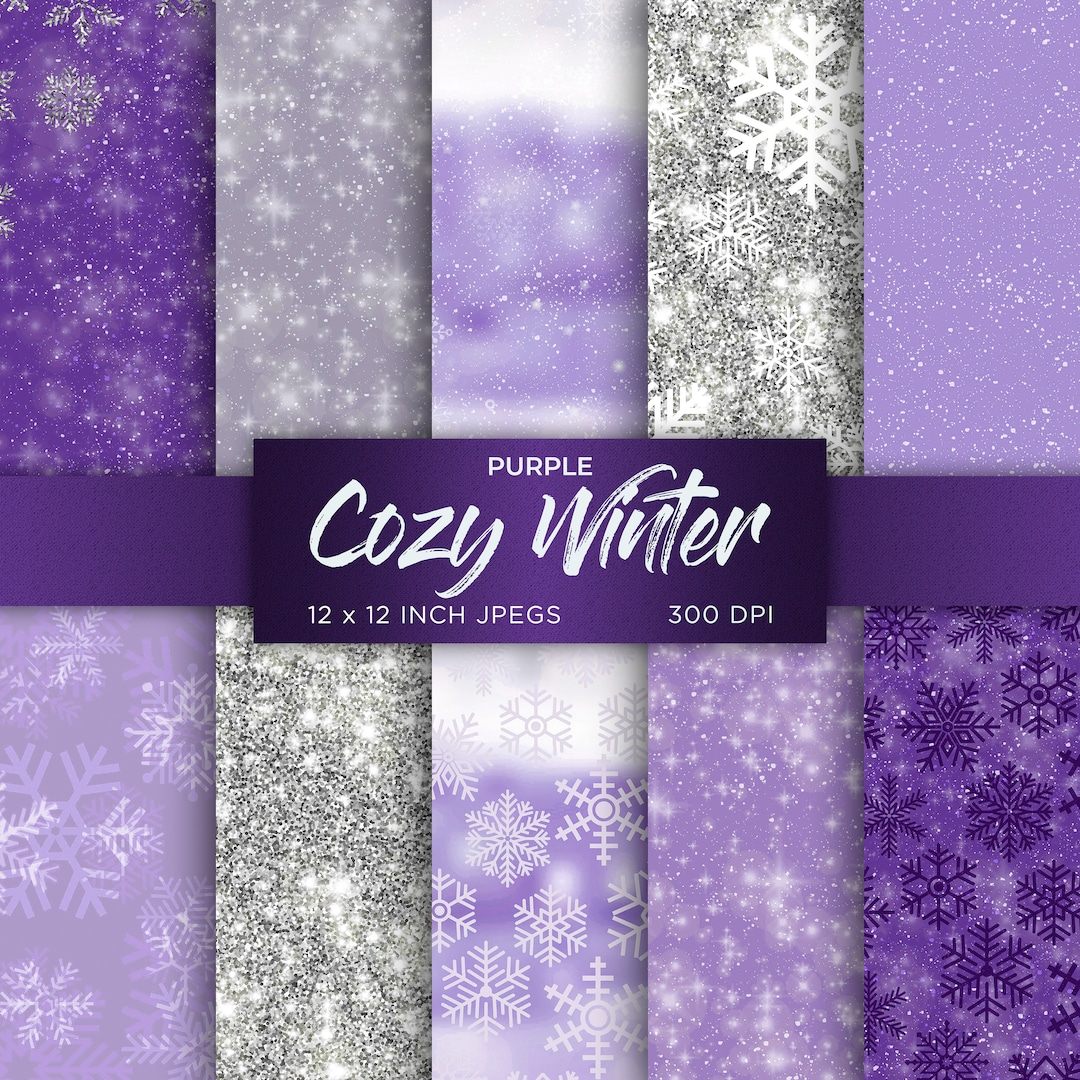 Winter Digital Paper Snow Snowflake Digital Paper Ice Frozen Purple ...