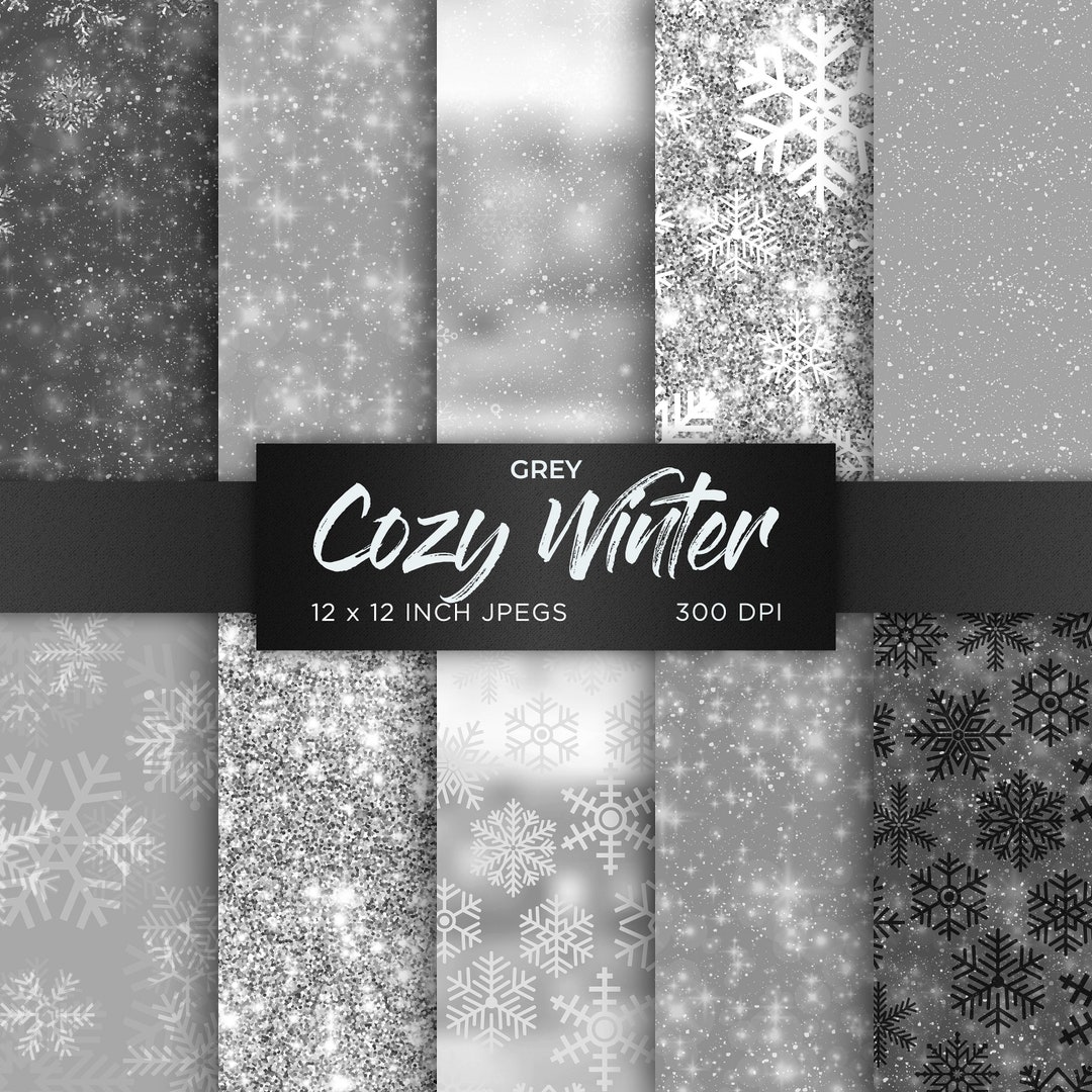 Winter Digital Paper Snow Snowflake Digital Paper Ice Frozen Gray Grey ...