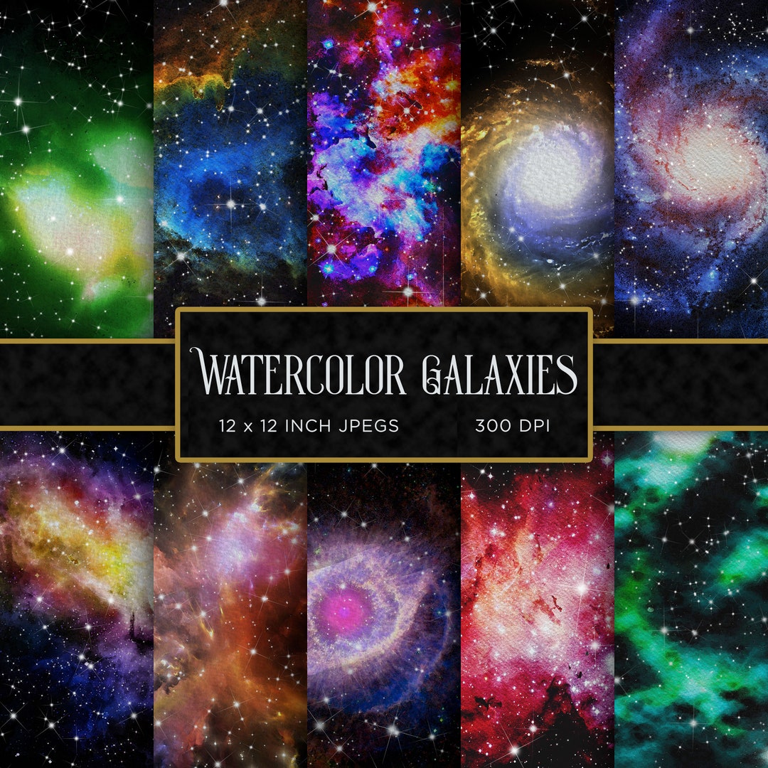 Watercolor Galaxies Digital Paper Celestial Stars Digital Paper ...