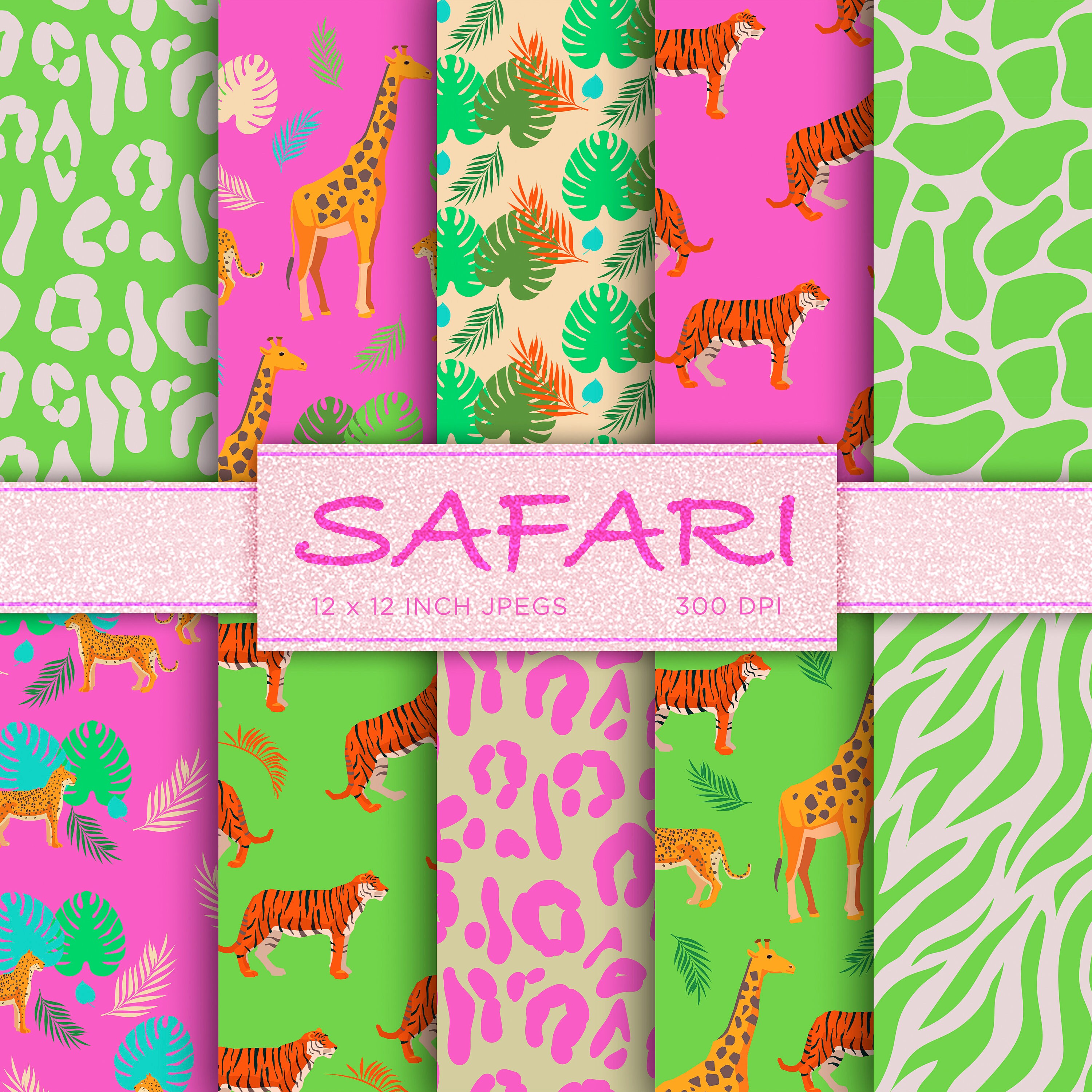 Safari Animal Prints Digital Paper Leopard Tiger Print Digital - Etsy