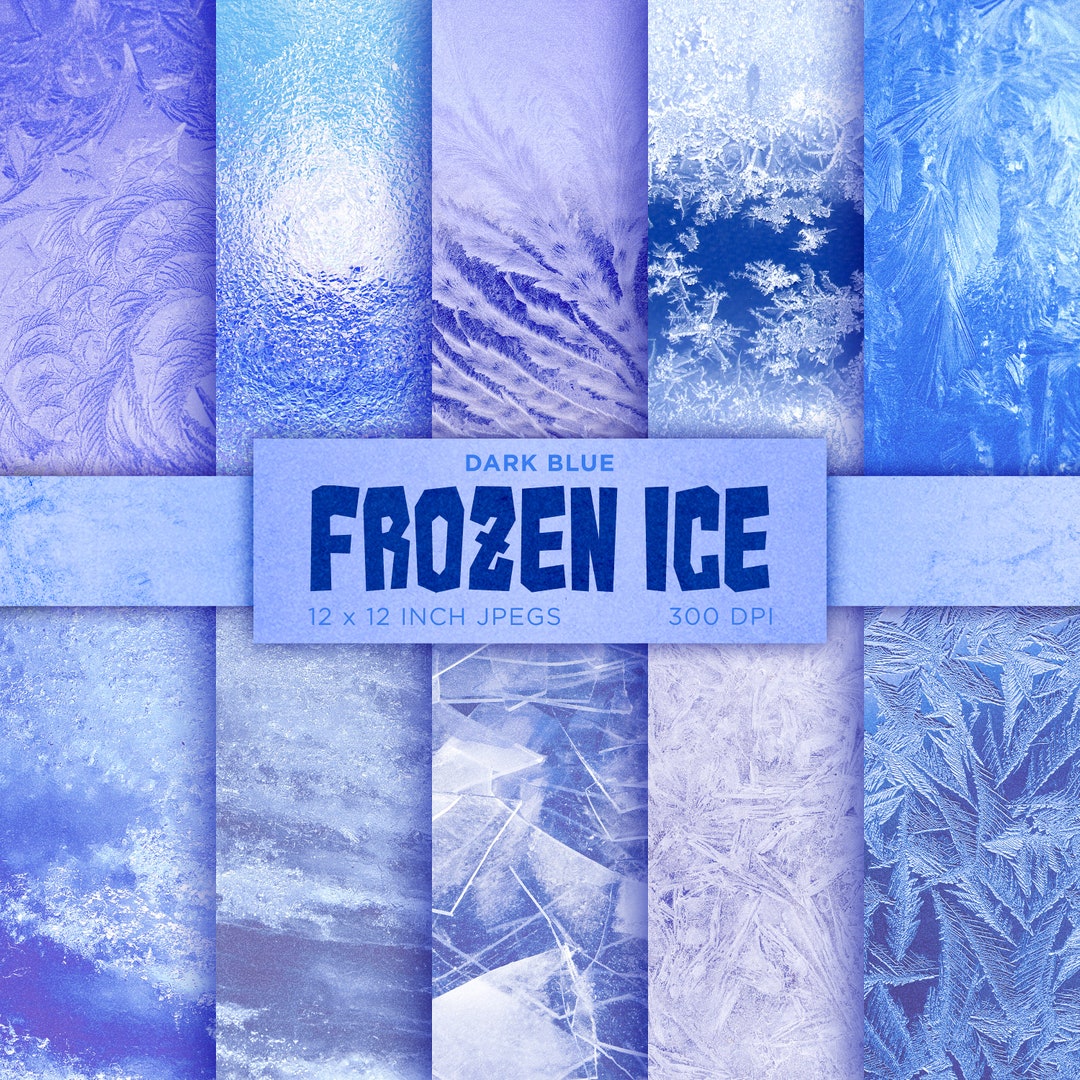 Dark Blue Frozen Ice Digital Paper Icey Snow Icicle Digital Paper Frost ...