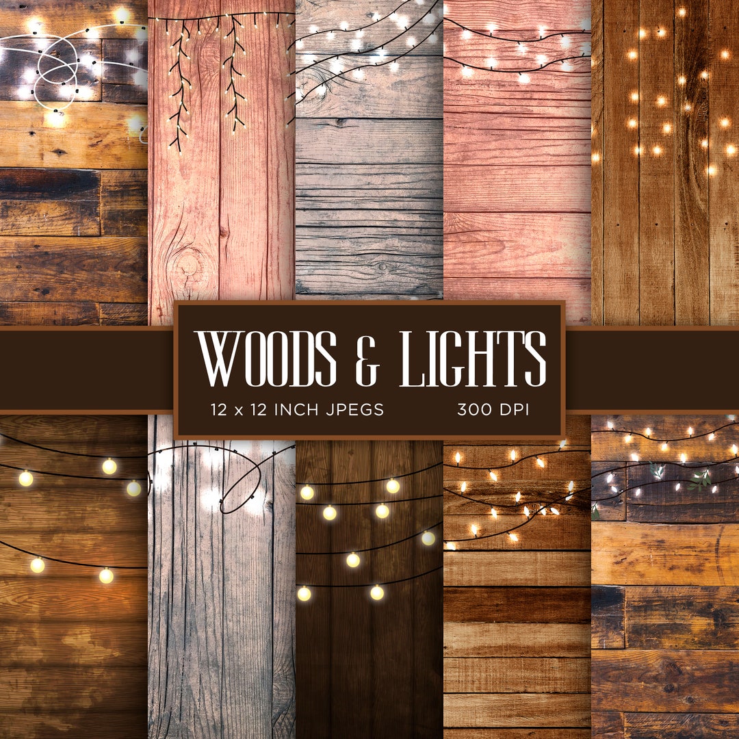 Wood & Lights Digital Paper Brown Digital Paper Wooden Grain Texture ...
