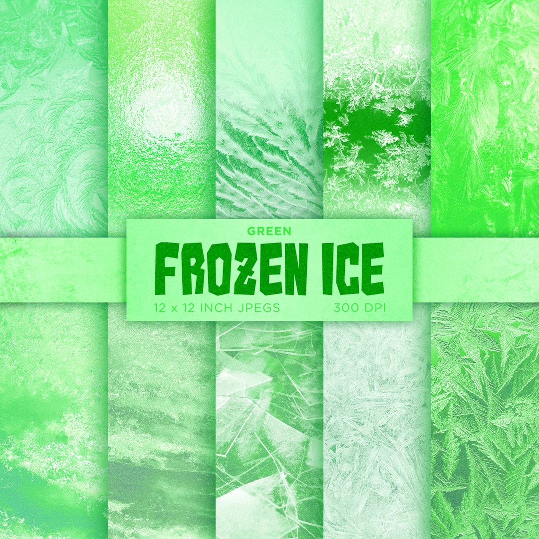 Green Frozen Ice Digital Paper Icey Snow Icicle Digital Paper Frost ...