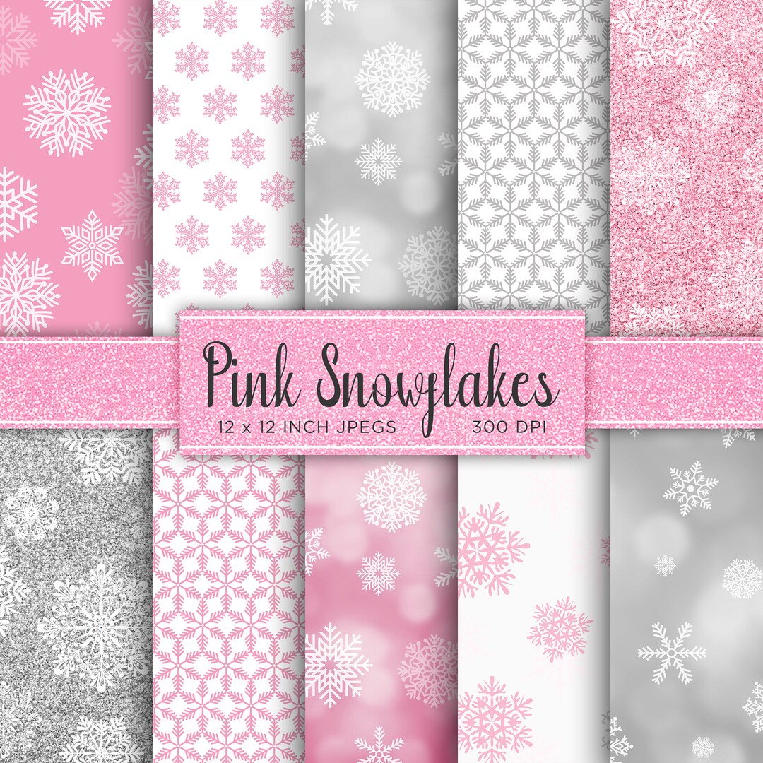 Pink Snowflakes Digital Paper Snow Snowflake Digital Paper Ice Frozen ...