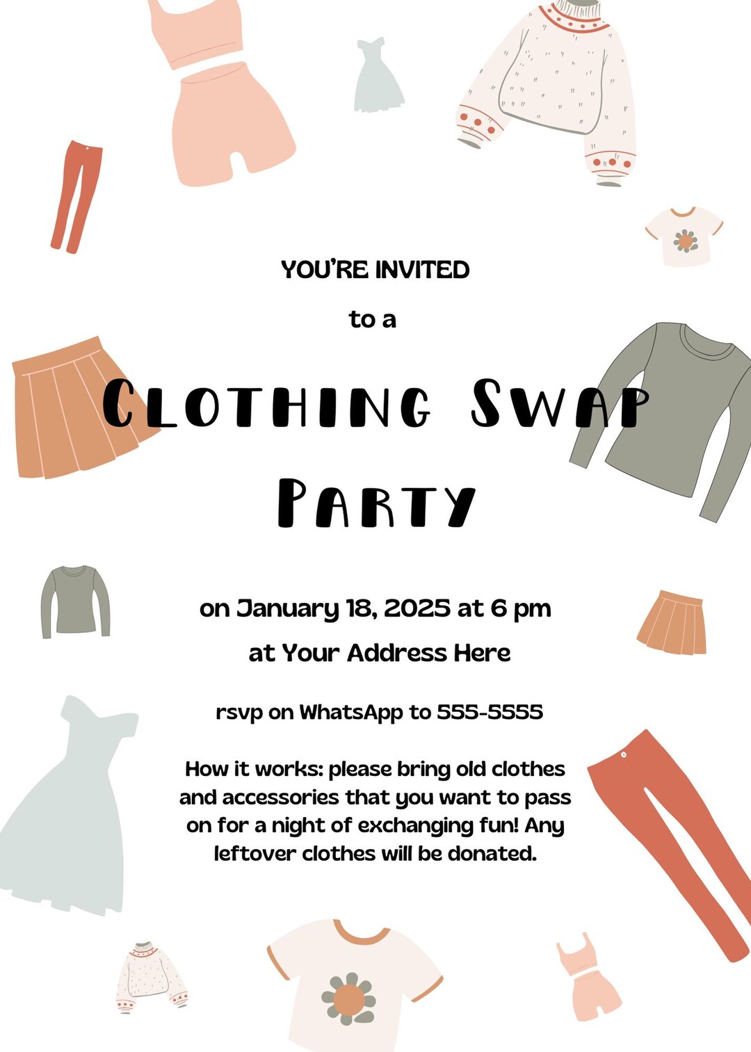 Editable Clothing Swap Party Invite Naked Lady Party Invite Clothing ...