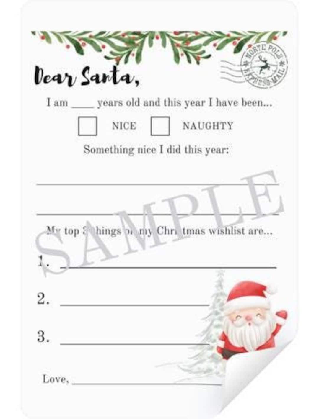 Dear Santa Letter | Santa Letter Christmas Wishlist | Letter to Santa ...