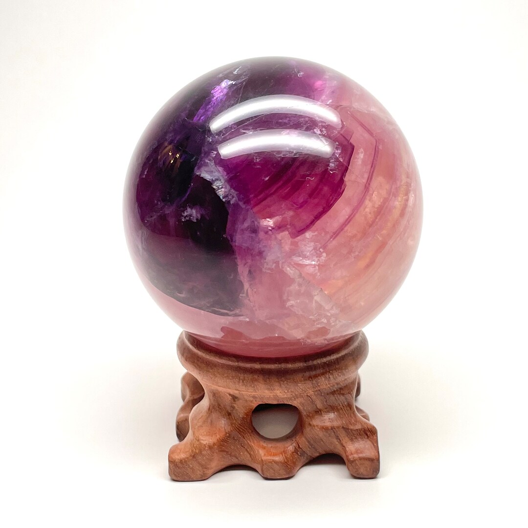 New Beginnings | Cherry Blossom Fluorite Phantom Sphere With Rainbows ...
