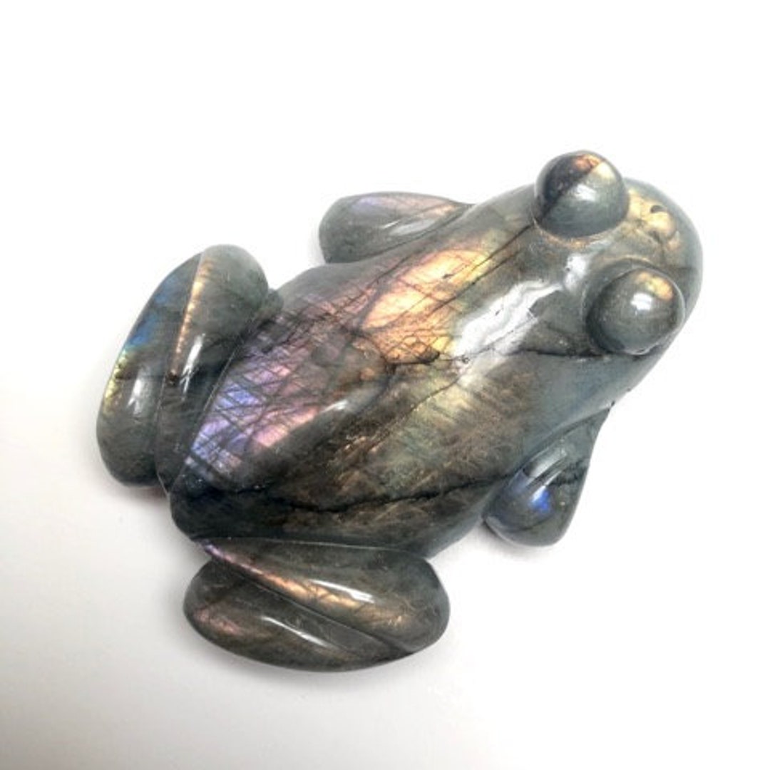 Pure Elegance | Purple and Golden Flash Hand Carved Labradorite Frog ...