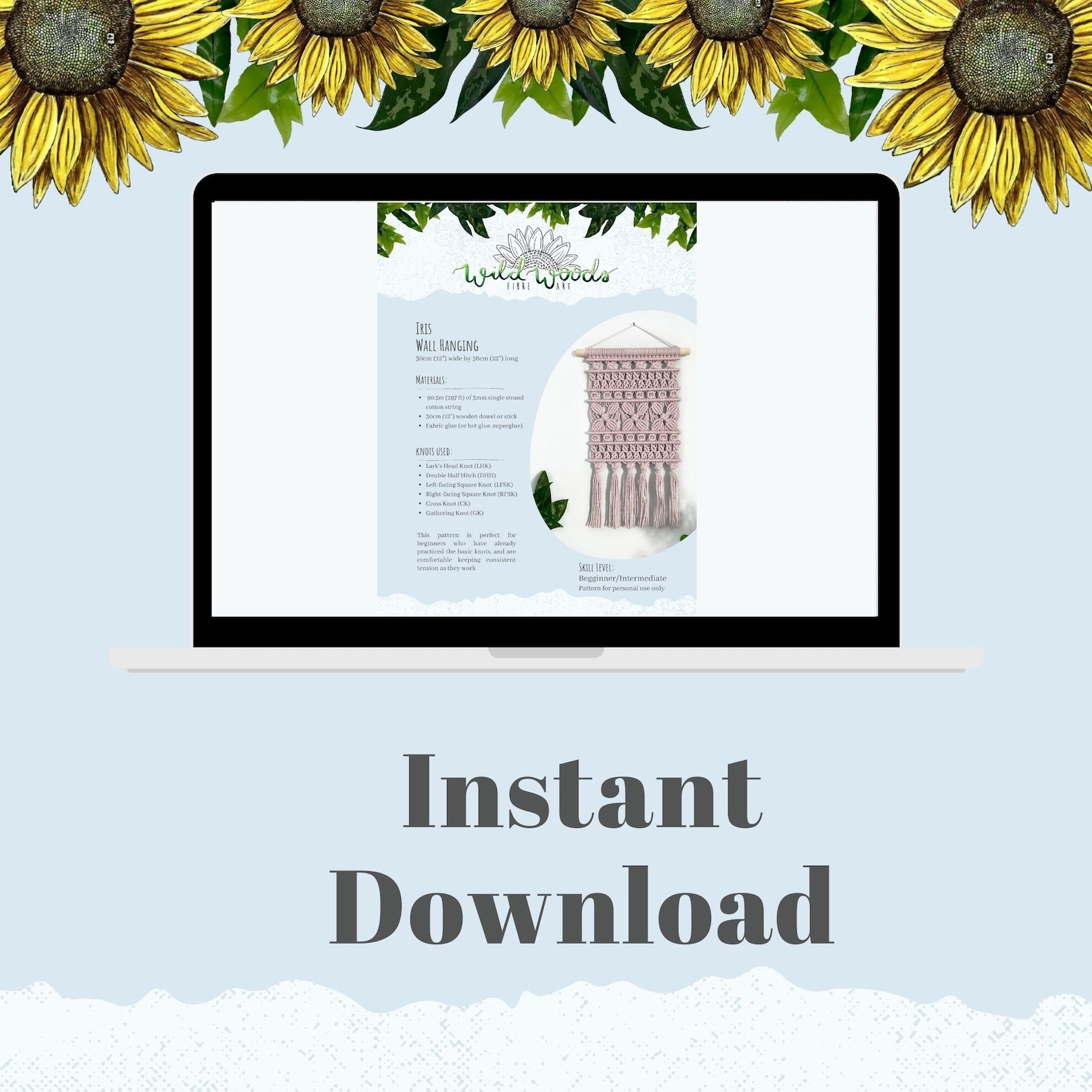 DIY Macrame Pattern IRIS Macrame Tutorial Beginner - Etsy Canada