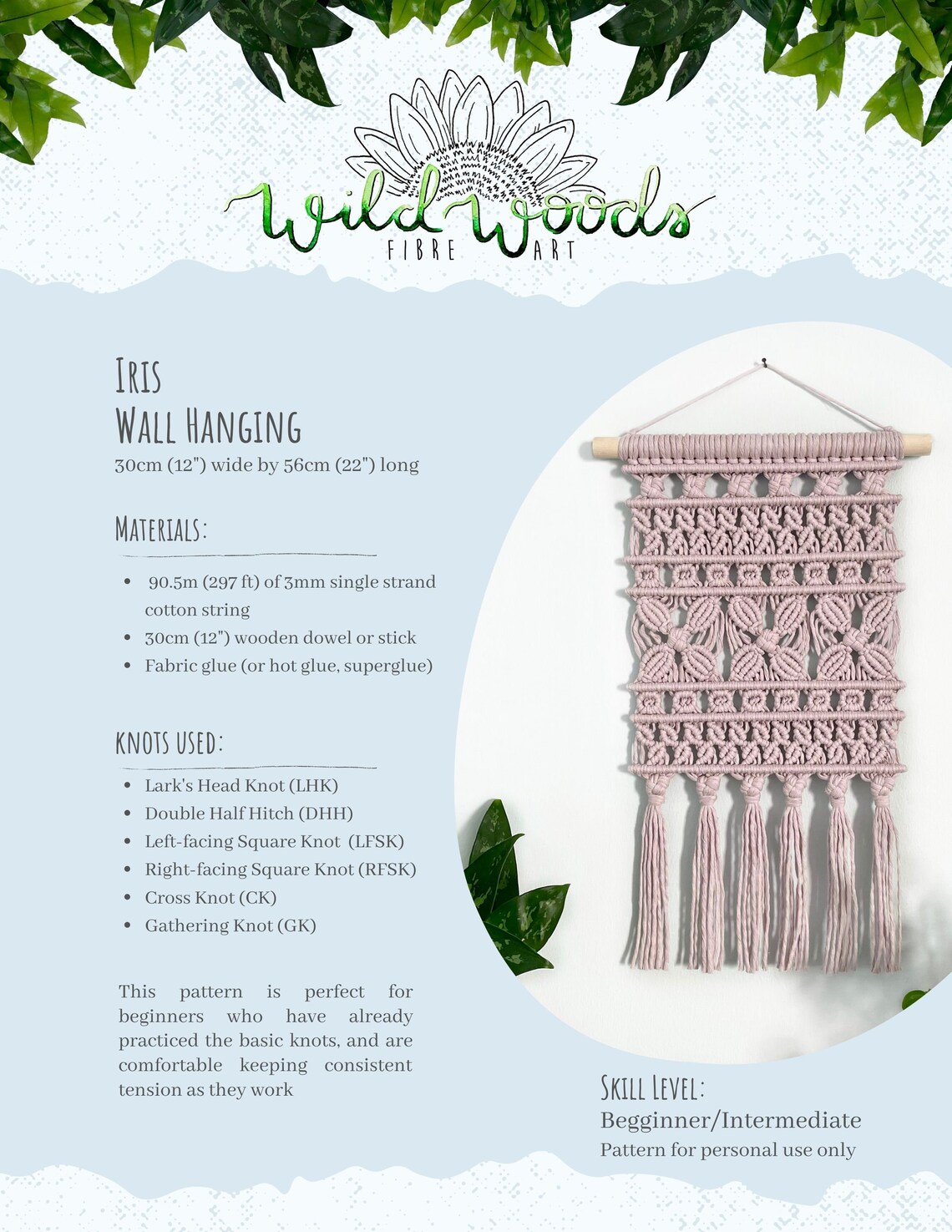 DIY Macrame Pattern IRIS Macrame Tutorial Beginner - Etsy Canada