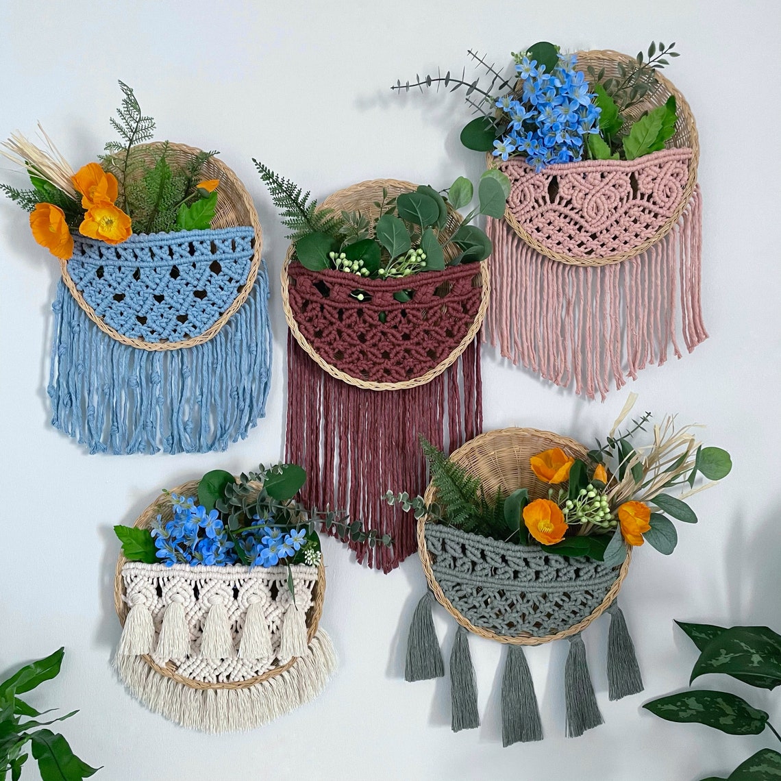 Wicker Macrame Wall Basket - Etsy
