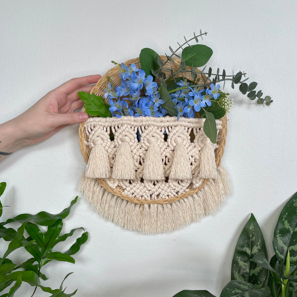 Wicker Macrame Wall Basket - Etsy