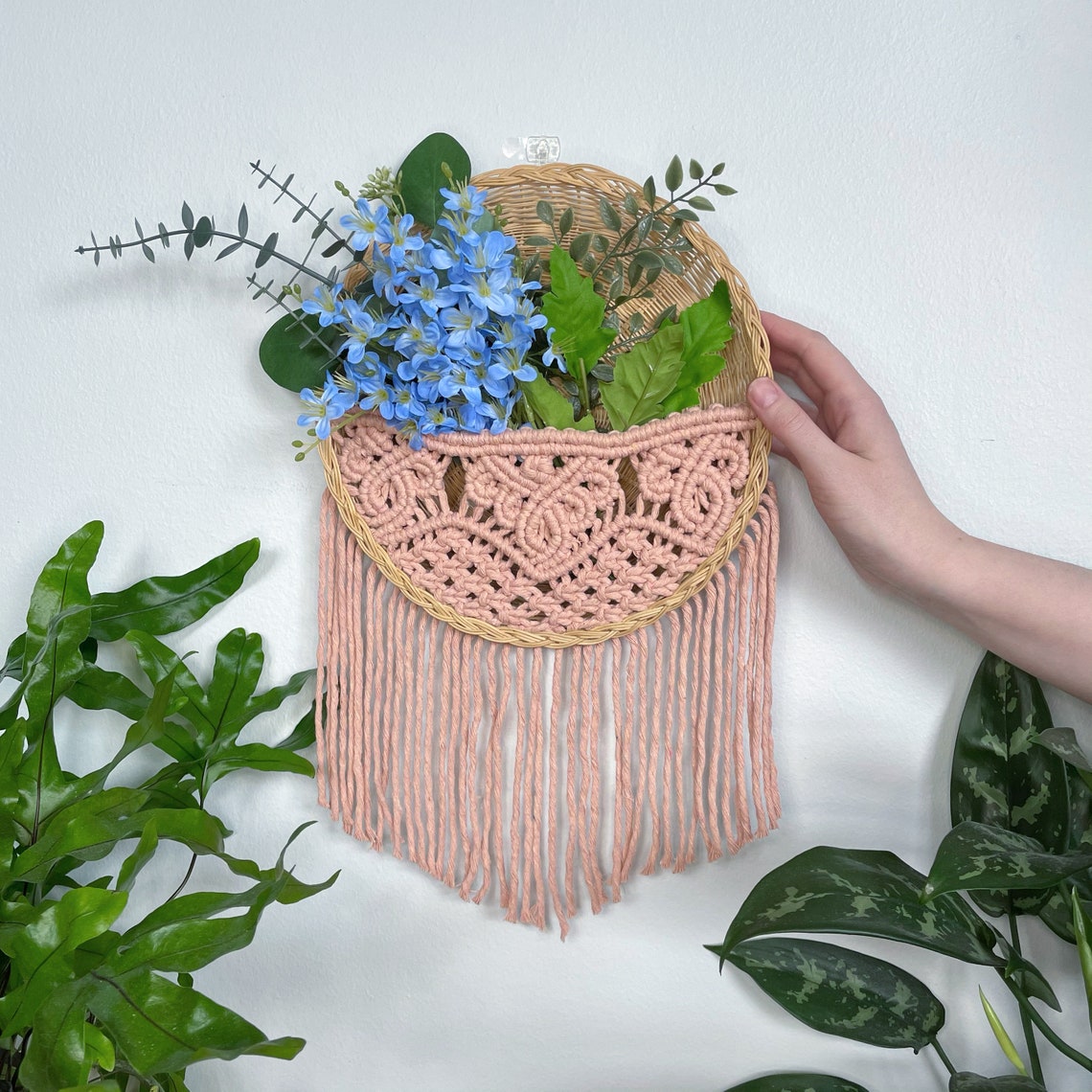 Wicker Macrame Wall Basket - Etsy
