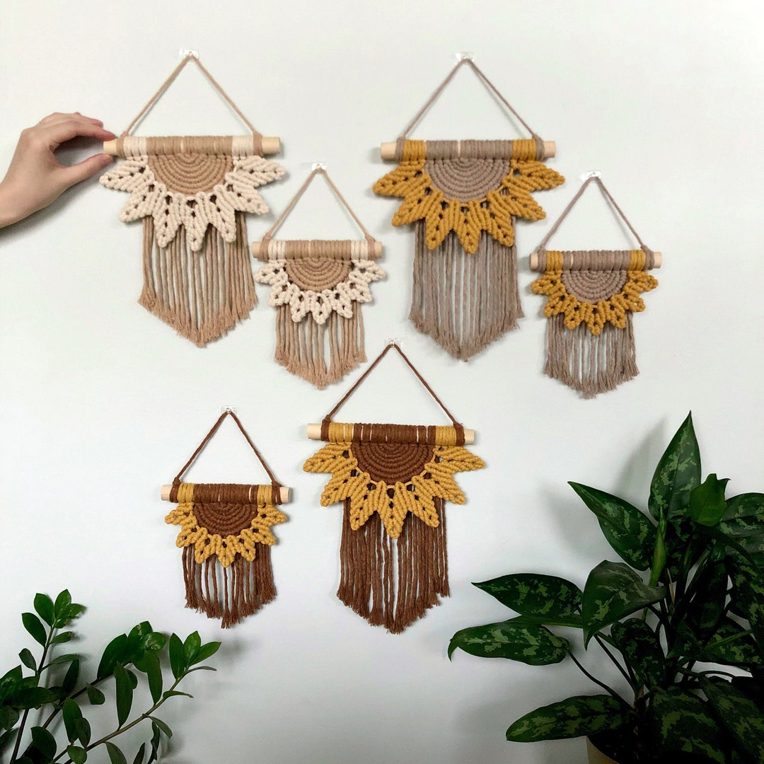 Macrame Wall Hanging SUNFLOWER MINI Mini Macrame, Woven Wall Tapestry ...