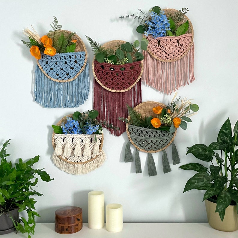 Wicker Macrame Wall Basket - Etsy