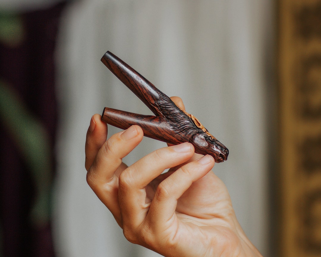 Kuripe Pipe for Hape Snuff Wooden Smoking Pipe Applicator Shamanic ...