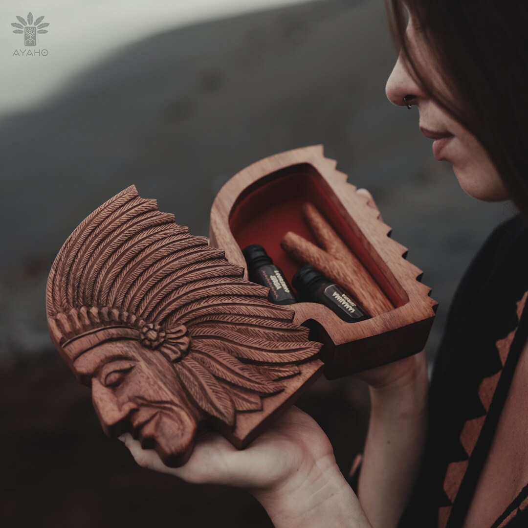 Carved Wooden Box - Custom Wooden Box - Shamanic Tools - Mystery Box ...