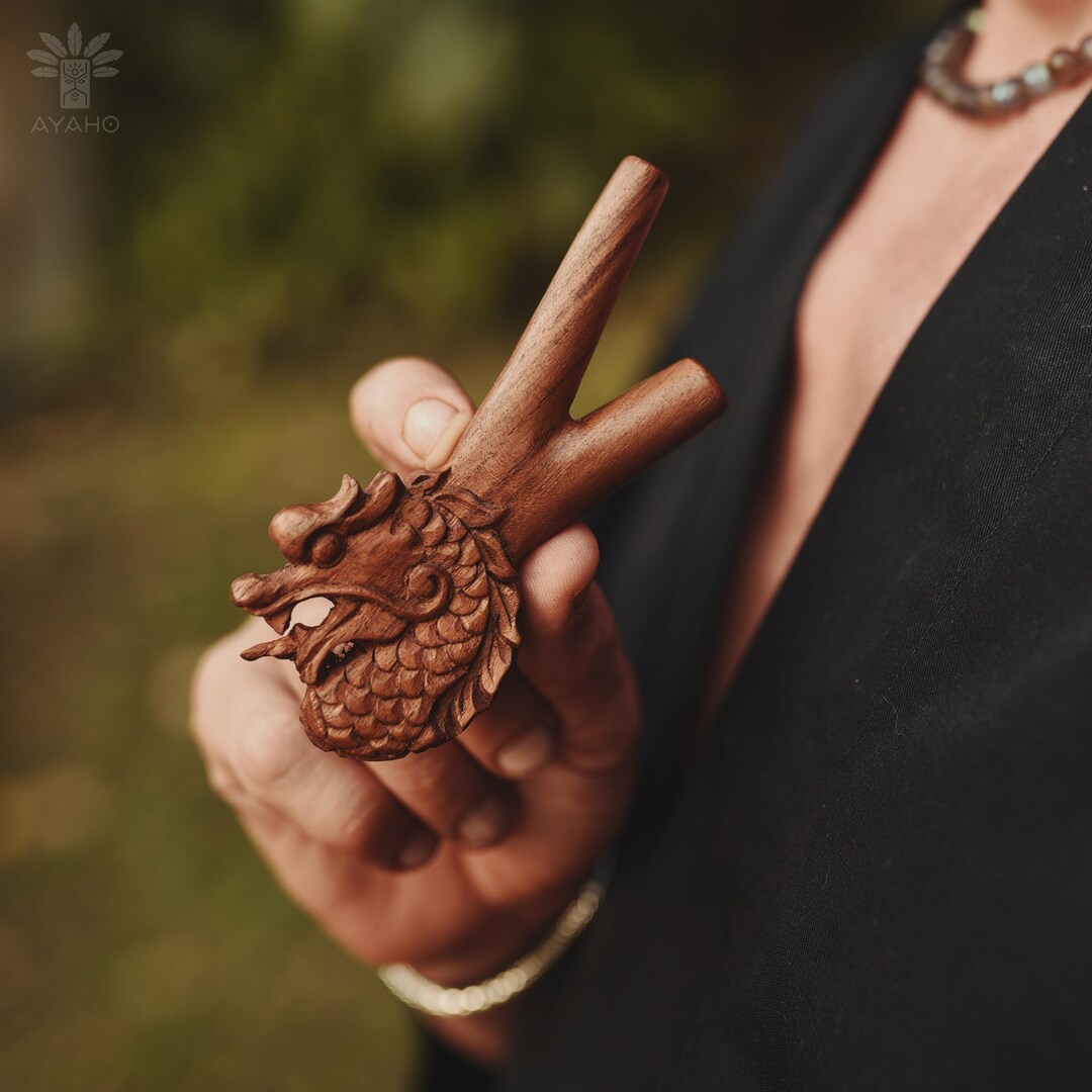 Dragon Kuripe Pipe for Hape Snuff - Wooden Pipe for Herbal Medicine ...