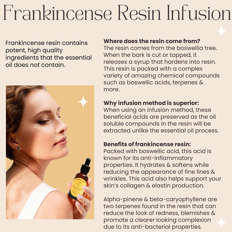 Frankincense Resin Infused Organic Black Seed, Castor & Jojoba Oils for Face Anti-aging Facial ...