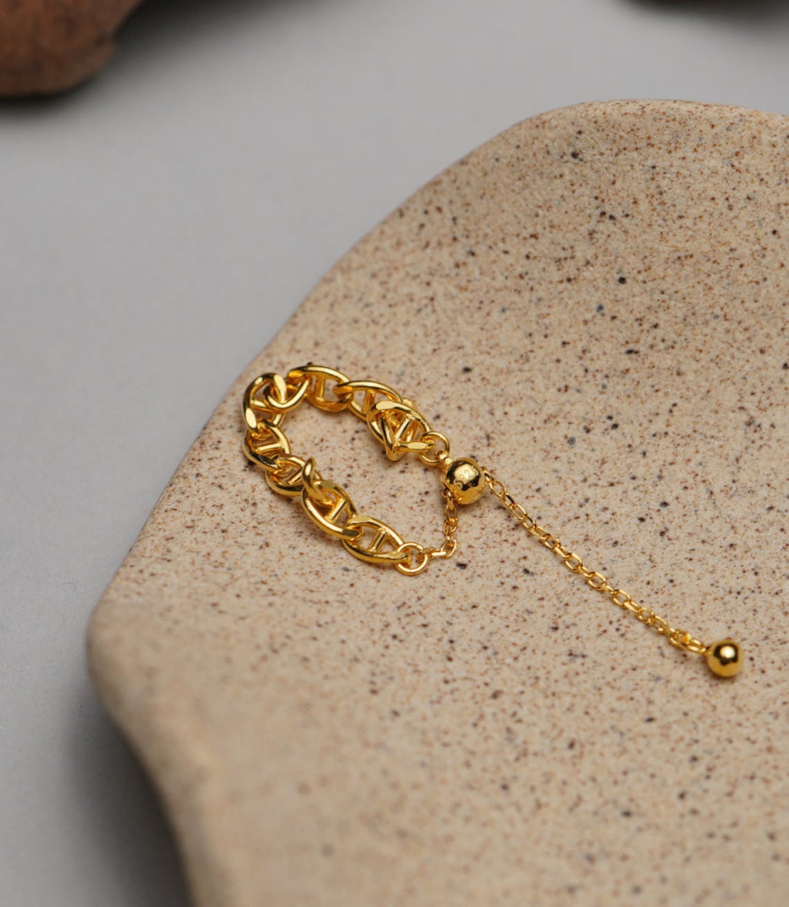 Gold Colour Adjustable Chain Ring Made with Copper A Great | Etsy