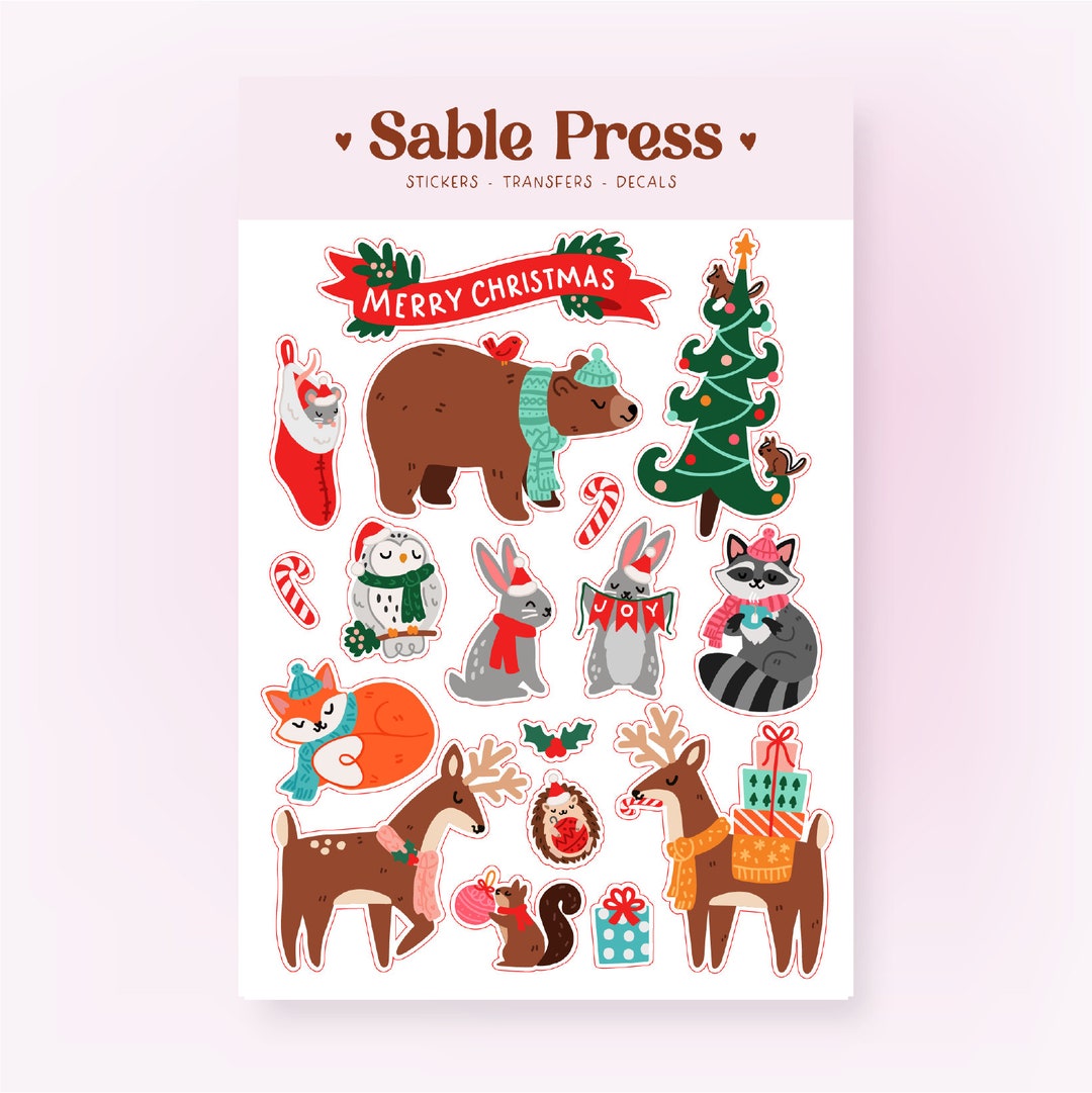 PHYSICAL Sticker Sheet Christmas Forest Animals Stickers - Etsy