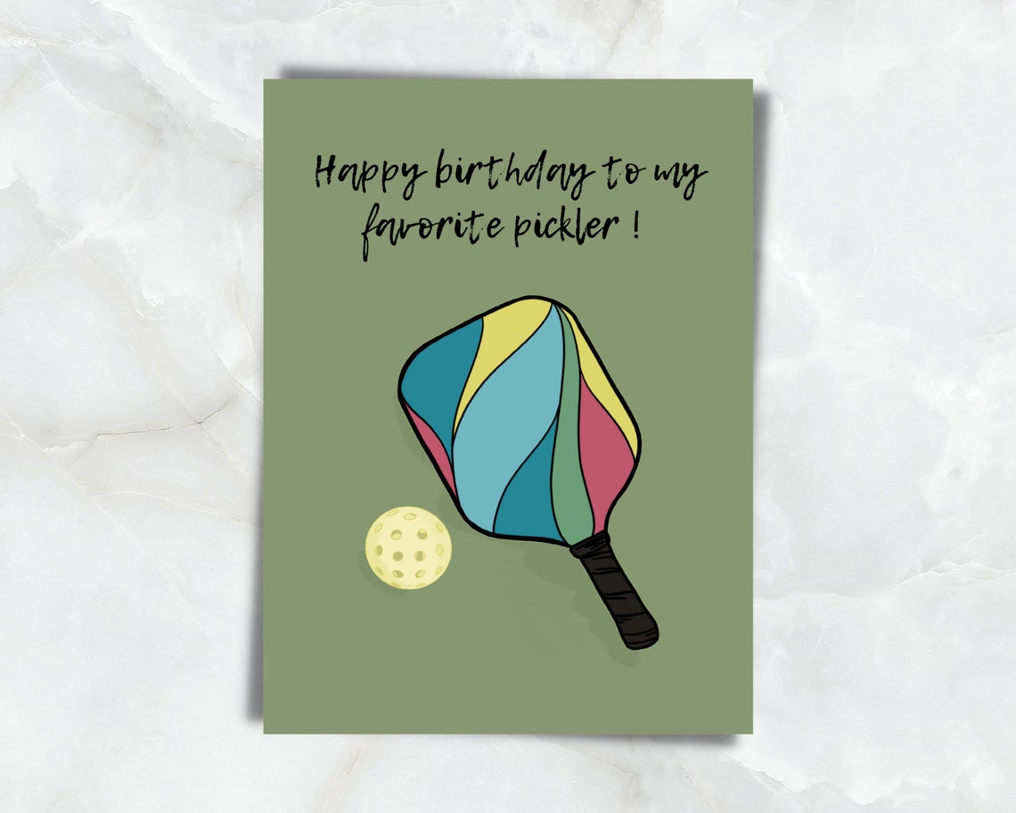 Pickleball Birthday Card | 4x6 Pickleball Paddle Greeting Card| Dinking ...