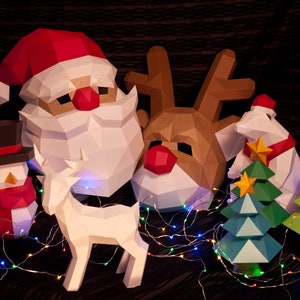 Rudolph Mask, Papercraft, DIY, Low Poly, Mask, PDF Papercraft ,pattern ...