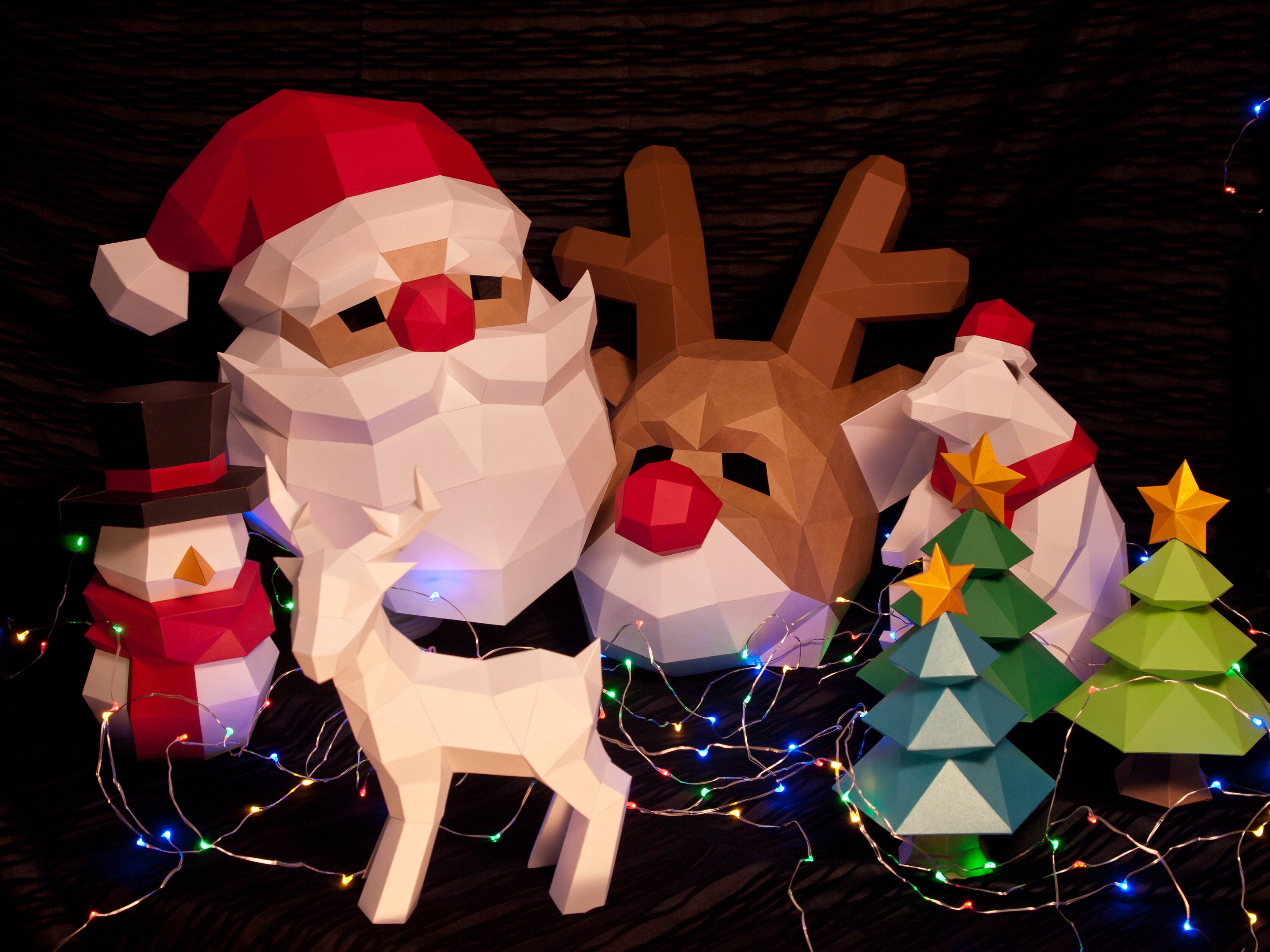 Máscara de Rudolph Papercraft DIY Low poly Máscara PDF - Etsy México