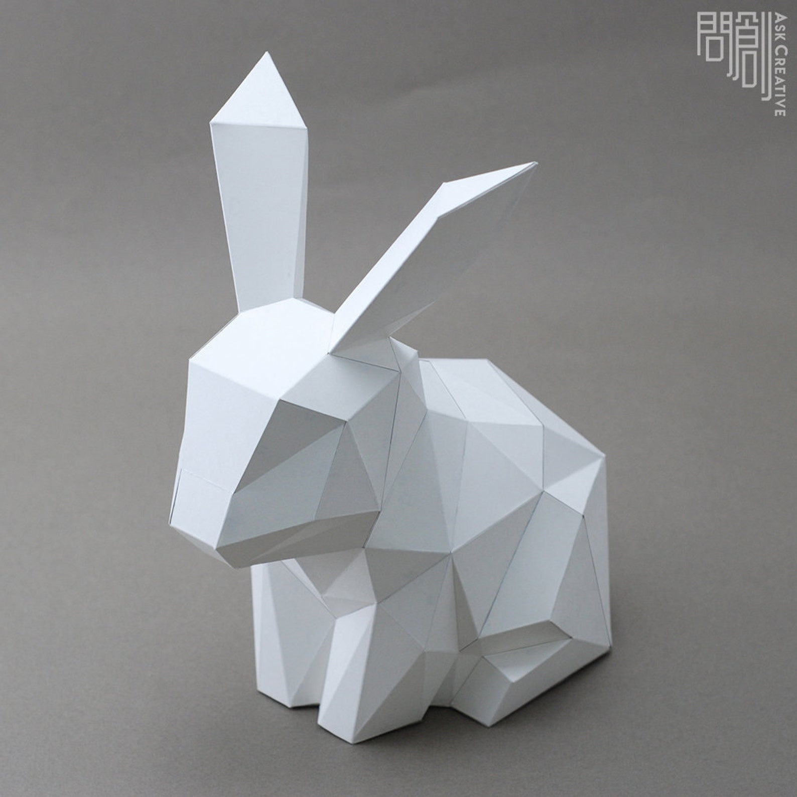 Rabbit Paper Model Bunny Paper Model papercraft DIY Low - Etsy