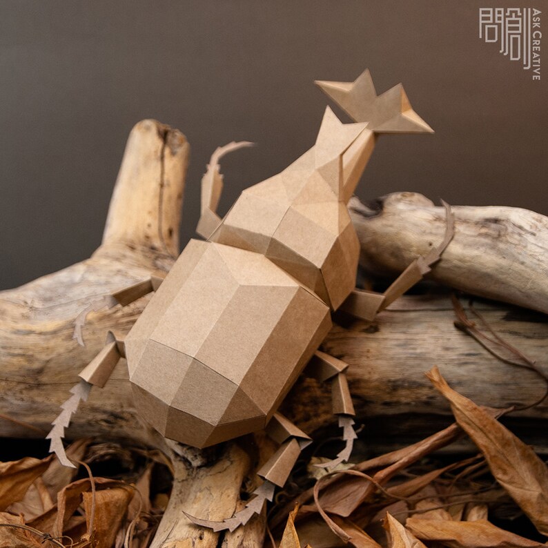 Horn Beetle Paper Model papercraft DIY Low Poly PDF | Etsy