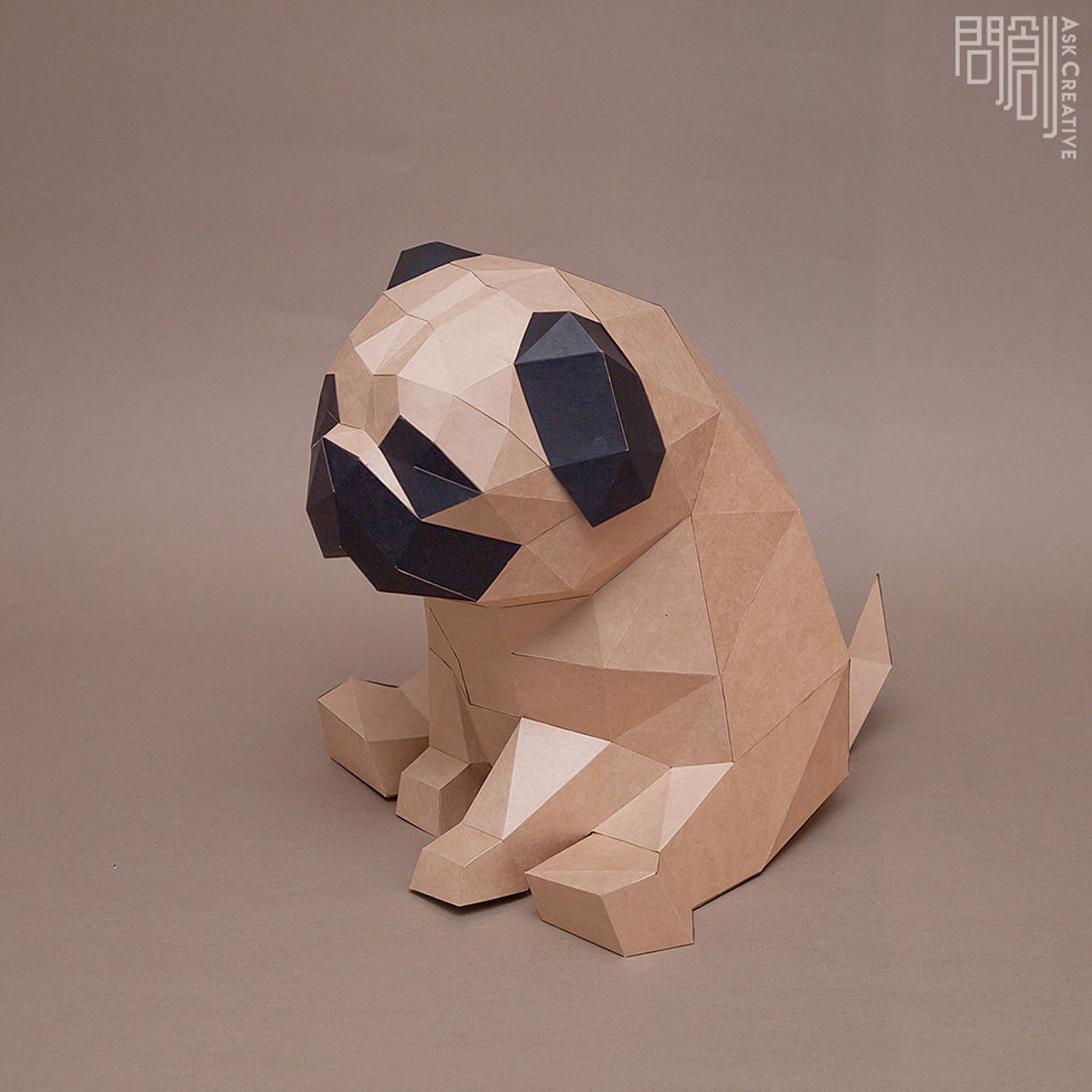 Pug Paper Model papercraft DIY Low Poly PDF Papercraft - Etsy Canada