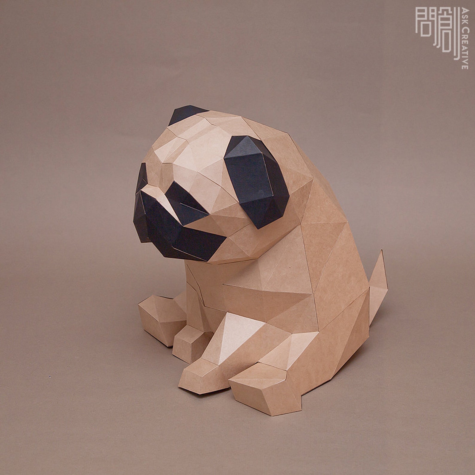 Pug Paper Model papercraft DIY Low Poly PDF Papercraft - Etsy Canada