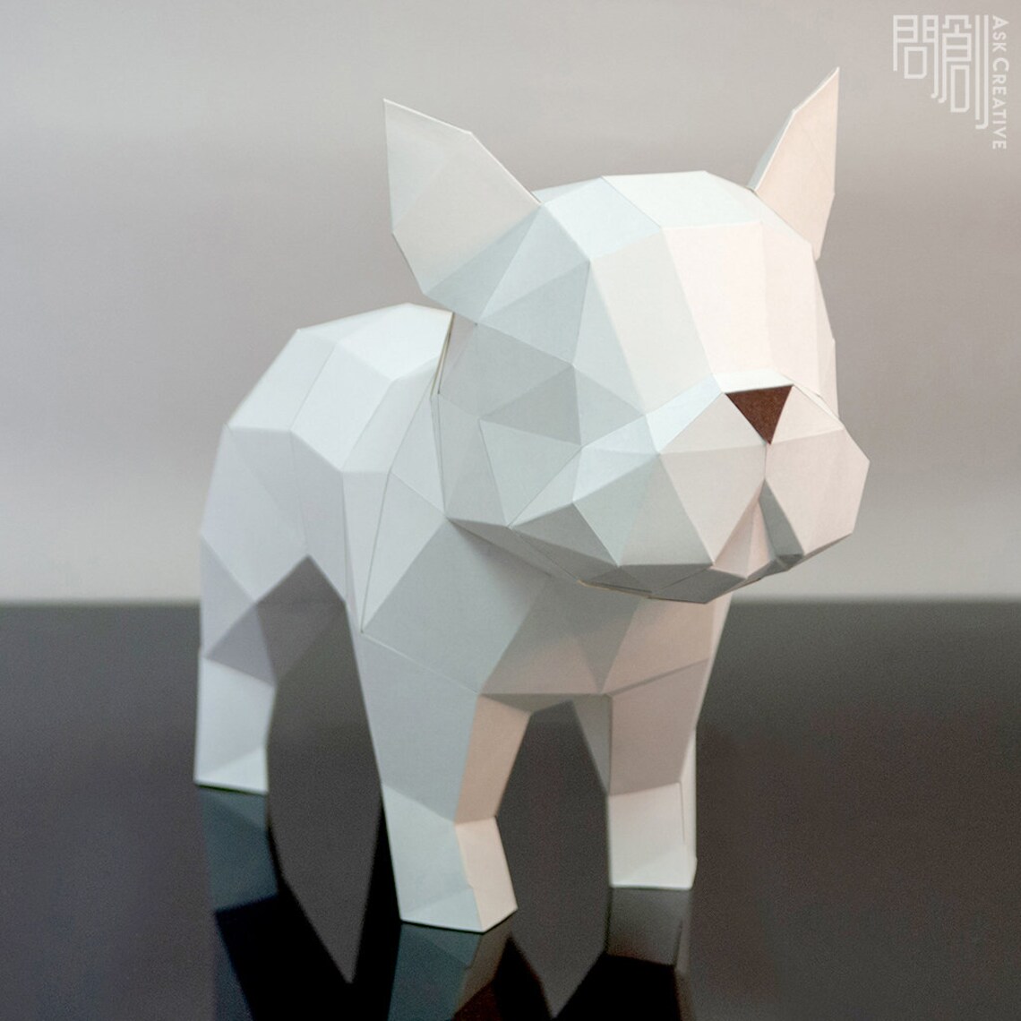 Bulldog Paper Model papercraft DIY Low Poly PDF - Etsy