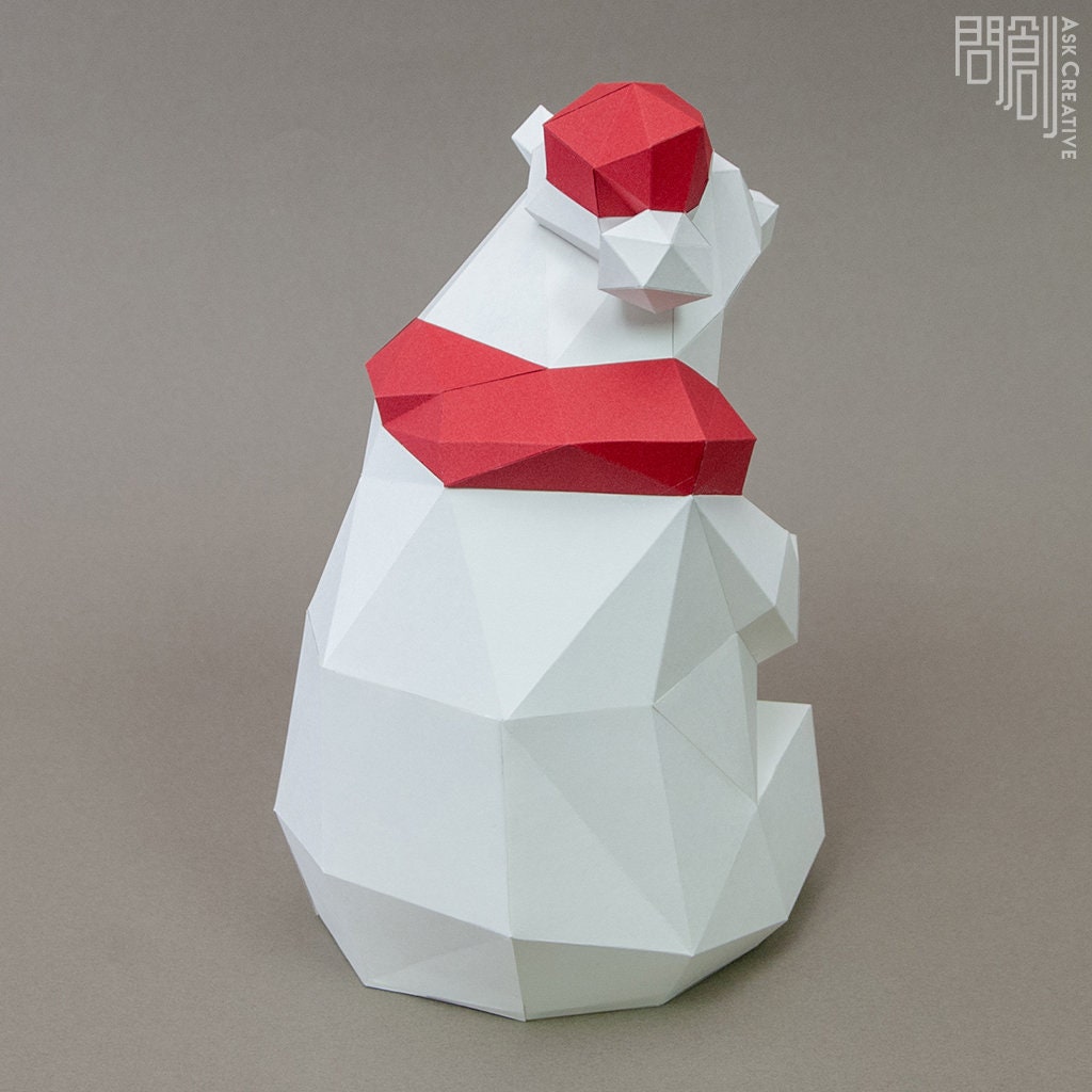Xmaspolarbear Paper Model papercraft DIY Low Poly PDF - Etsy