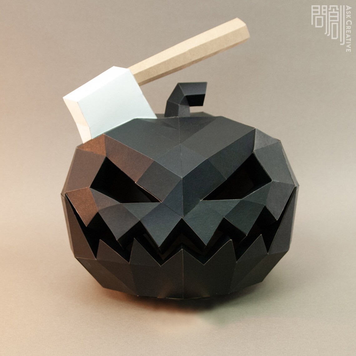 Axe Pumpkin papercraft DIY Low Poly PDF Papercraft | Etsy
