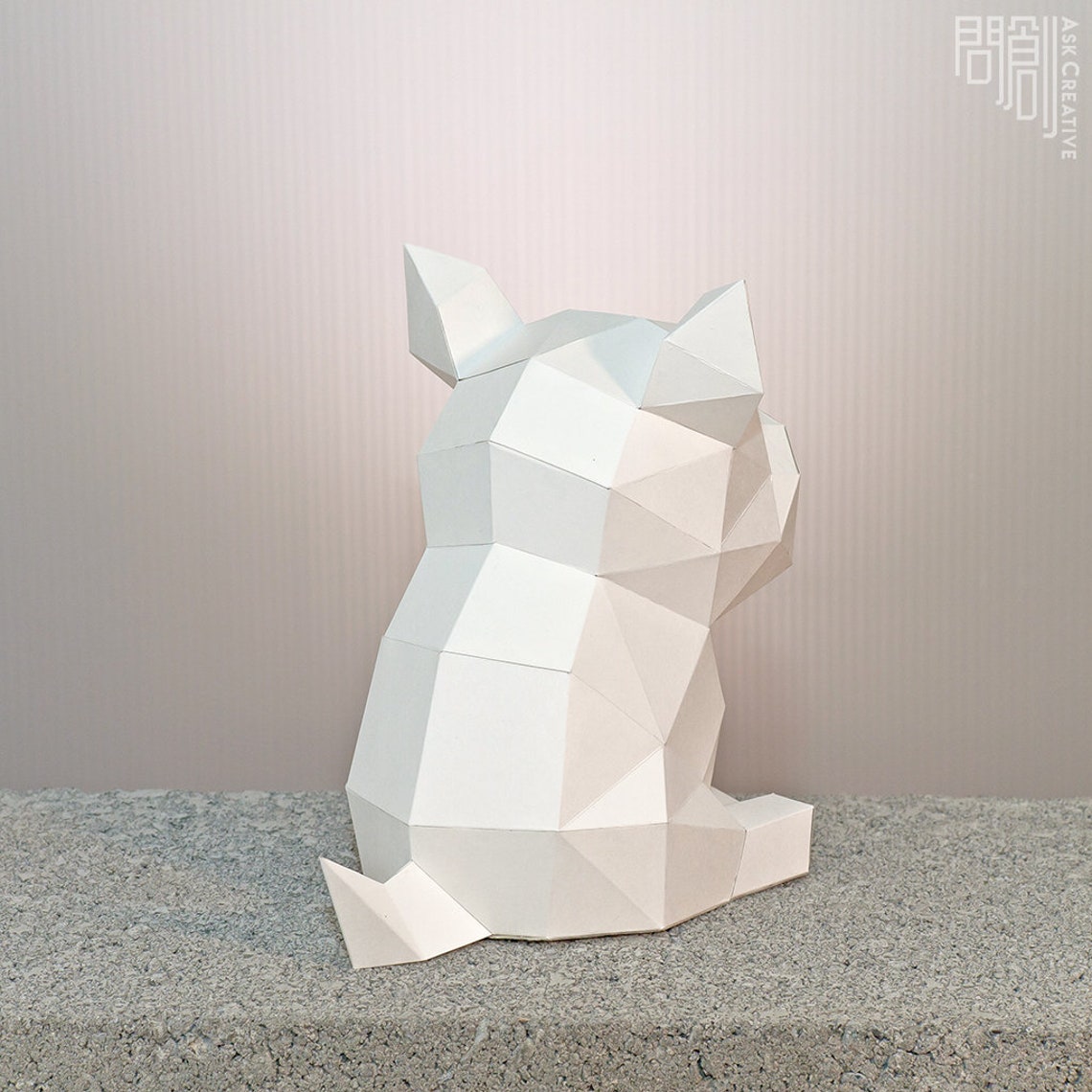 Little Bulldog Paper Model papercraft DIY Low Poly PDF | Etsy
