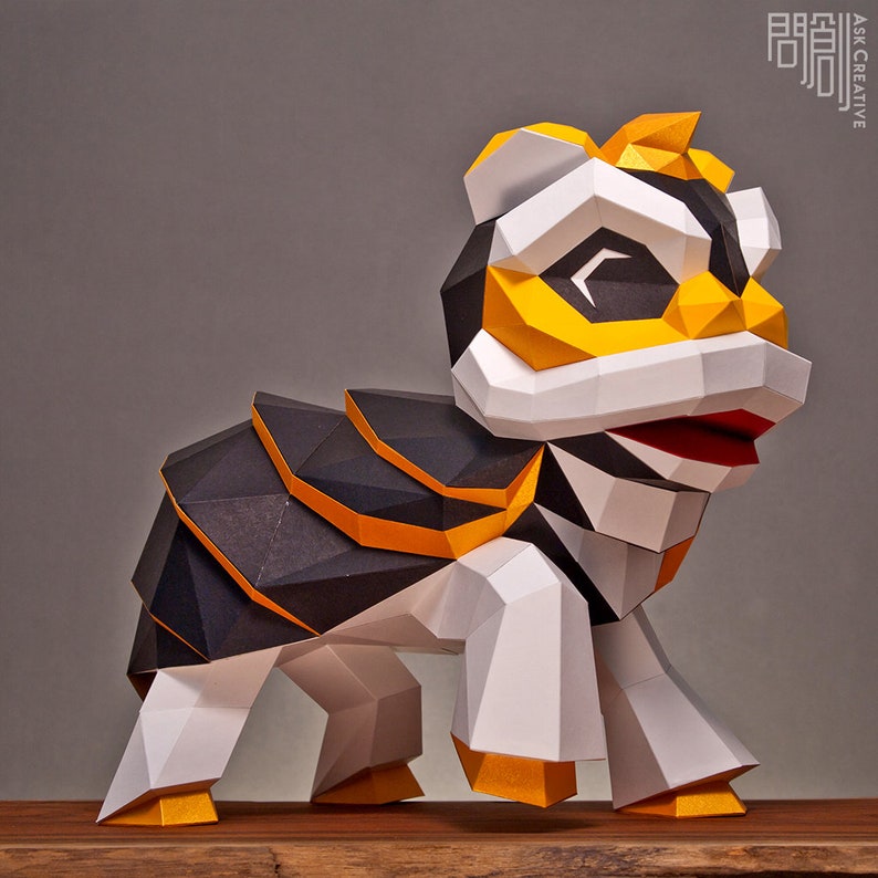 Black Dance Lionpapercraft DIY Low Poly PDF Papercraft - Etsy
