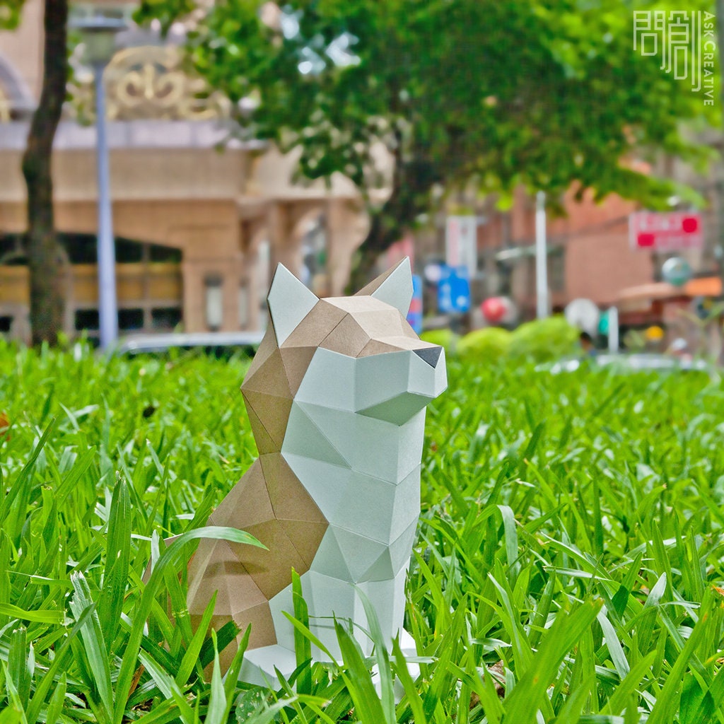 Little Shiba Inu Paper Model papercraft DIY Low Poly | Etsy Canada