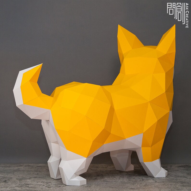 Real Size Corgi Paper Model papercraft DIY Low Poly PDF - Etsy