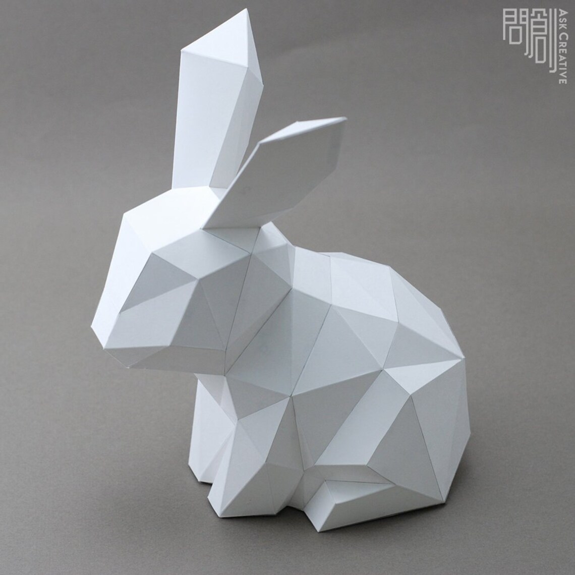 Rabbit Paper Model Bunny Paper Model papercraft DIY Low - Etsy