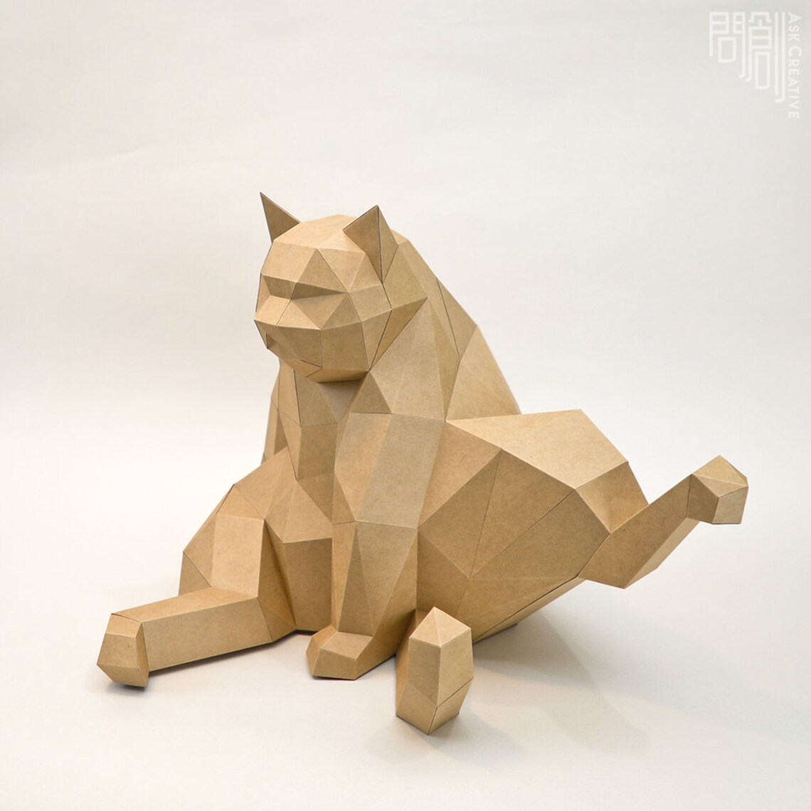 Leg Lift Cat Paper Model Papercraft DIY Low Poly Fat | Etsy Denmark