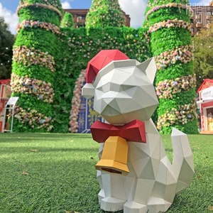Xmas Santa Cat Paper Model ,papercraft , DIY , Low Poly , PDF ...