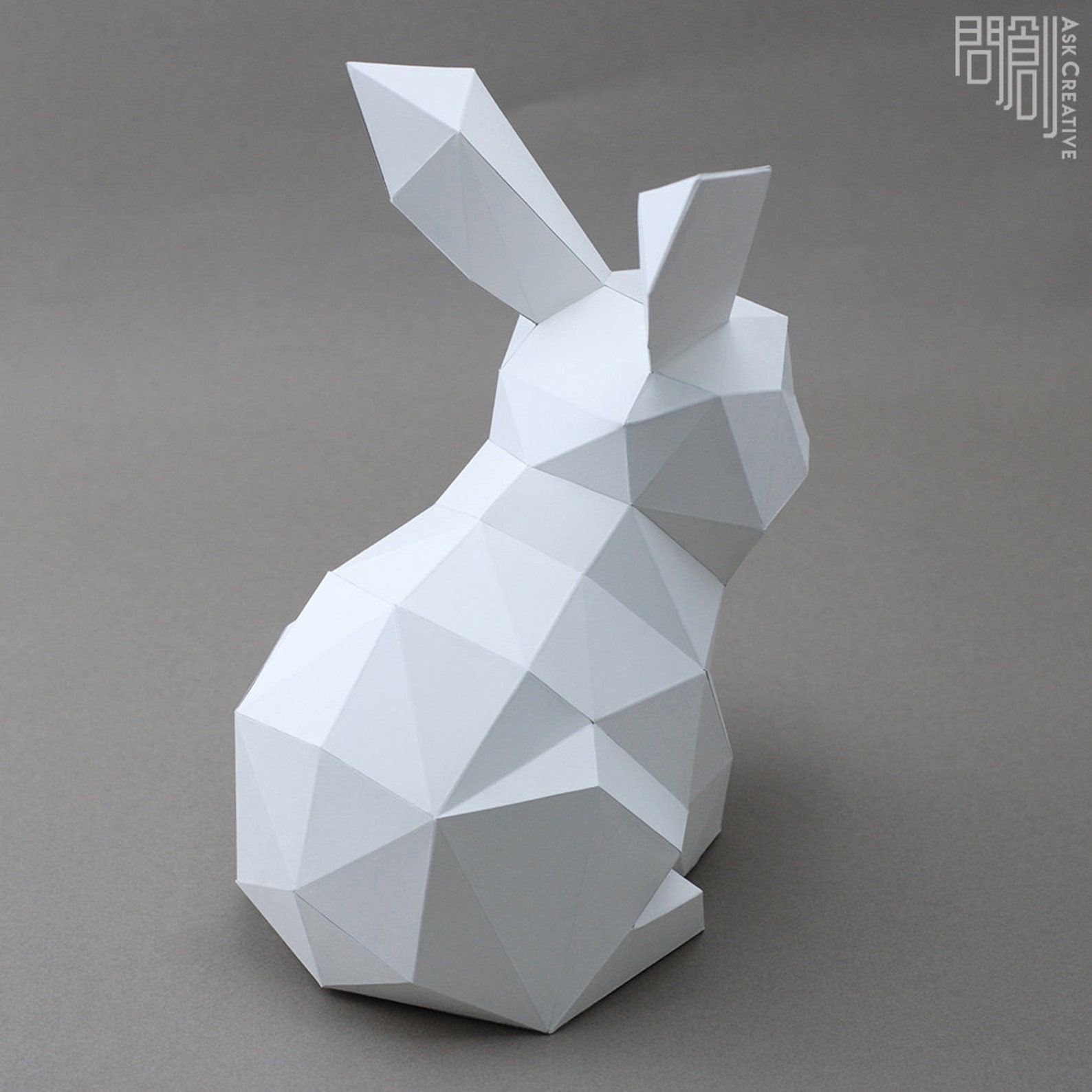 Rabbit Paper Model Bunny Paper Model papercraft DIY Low - Etsy