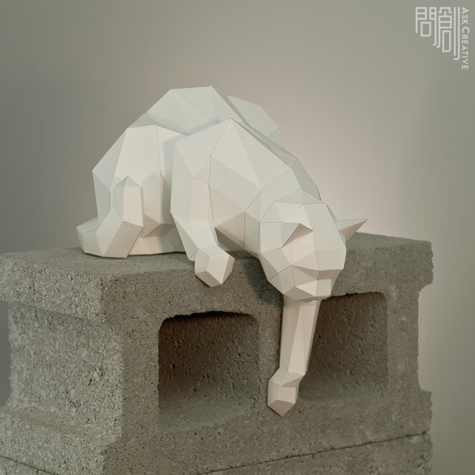 Curious Cat Paper Model , Papercraft , DIY , Low Poly , Cat Model , PDF ...