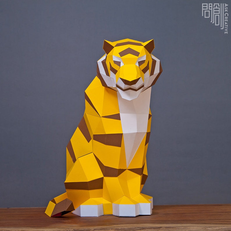 Bengal Tiger Paper Model papercraft DIY Low Poly PDF - Etsy