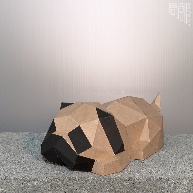 Little Pug paper model Papercraft DIY Low poly PDF | Etsy