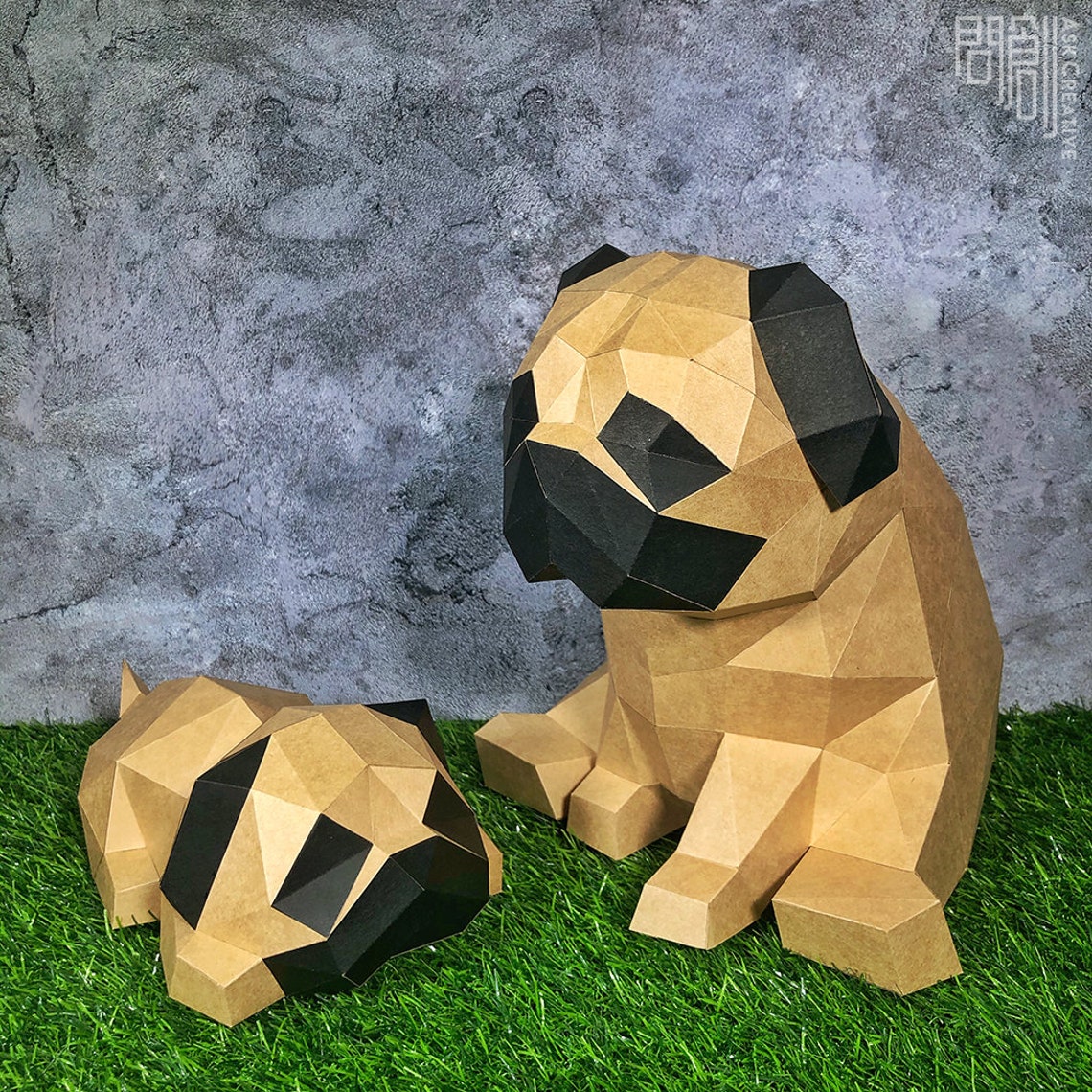 Little Pug Paper Model papercraft DIY Low Poly PDF - Etsy