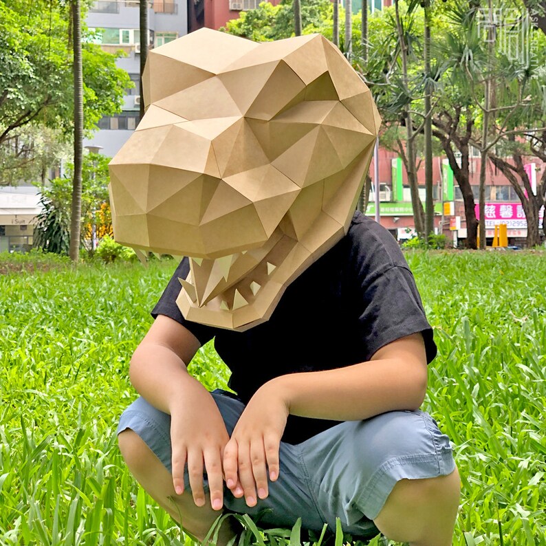 T-rex Mask Papercraft DIY Low Poly Mask PDF Papercraft - Etsy